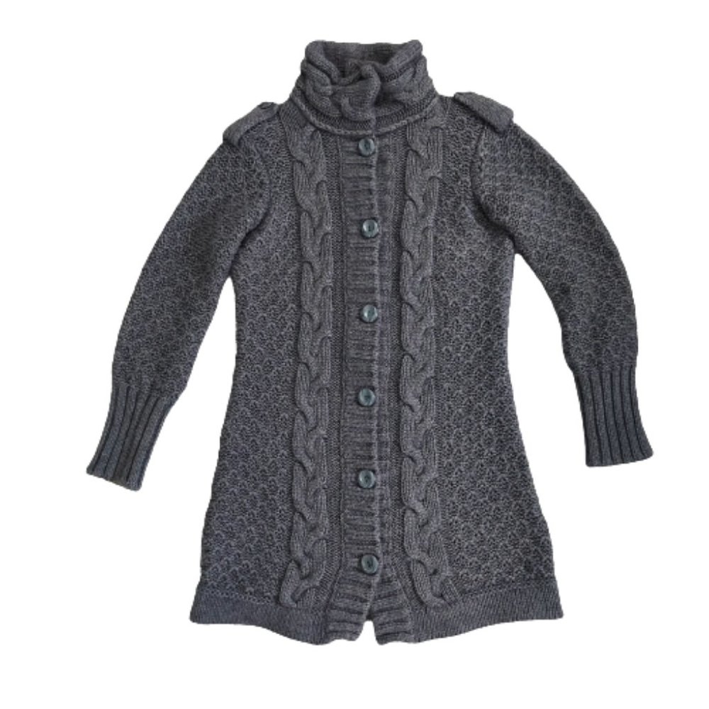 Cocogio Made in Italy Cable Knit Wool Blend Button-up… - Gem